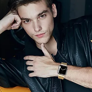 Metal Milanese Loop Band Compatible with Apple Watch Band 38mm 40mm 41mm 42mm 44mm 45mm 49mm Women Men, Stainless Steel Mesh Magnetic Adjustable Strap for iWatch Series Ultra/8/7/6/5/4/3/2/1/SE, Gold