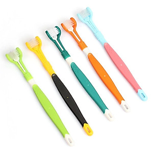 HomeSoGood 5pcs Pet 3-Sided Toothbrush, Silicone Cleaning Mouth Brush,Dog Supplies