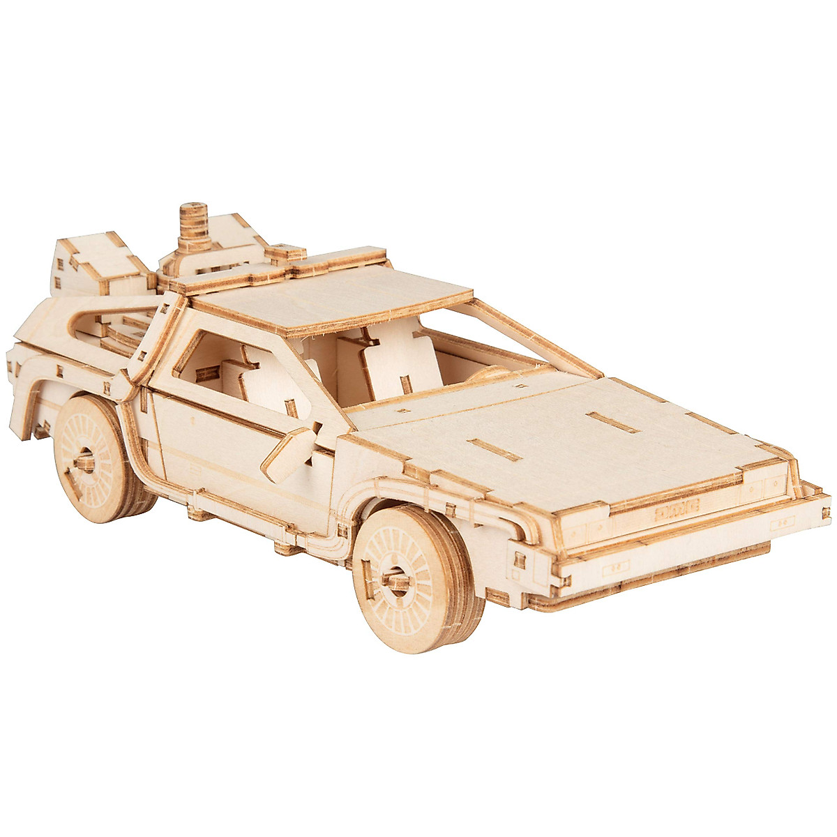 Back to The Future Delorean 3D Wood Puzzle & Model Figure Kit (154 Pcs) - Build & Paint Your Own 3-D Movie Car Replica Toy, No Glue Required - Easter Basket Gift for Kids, Teens, Adults 10+