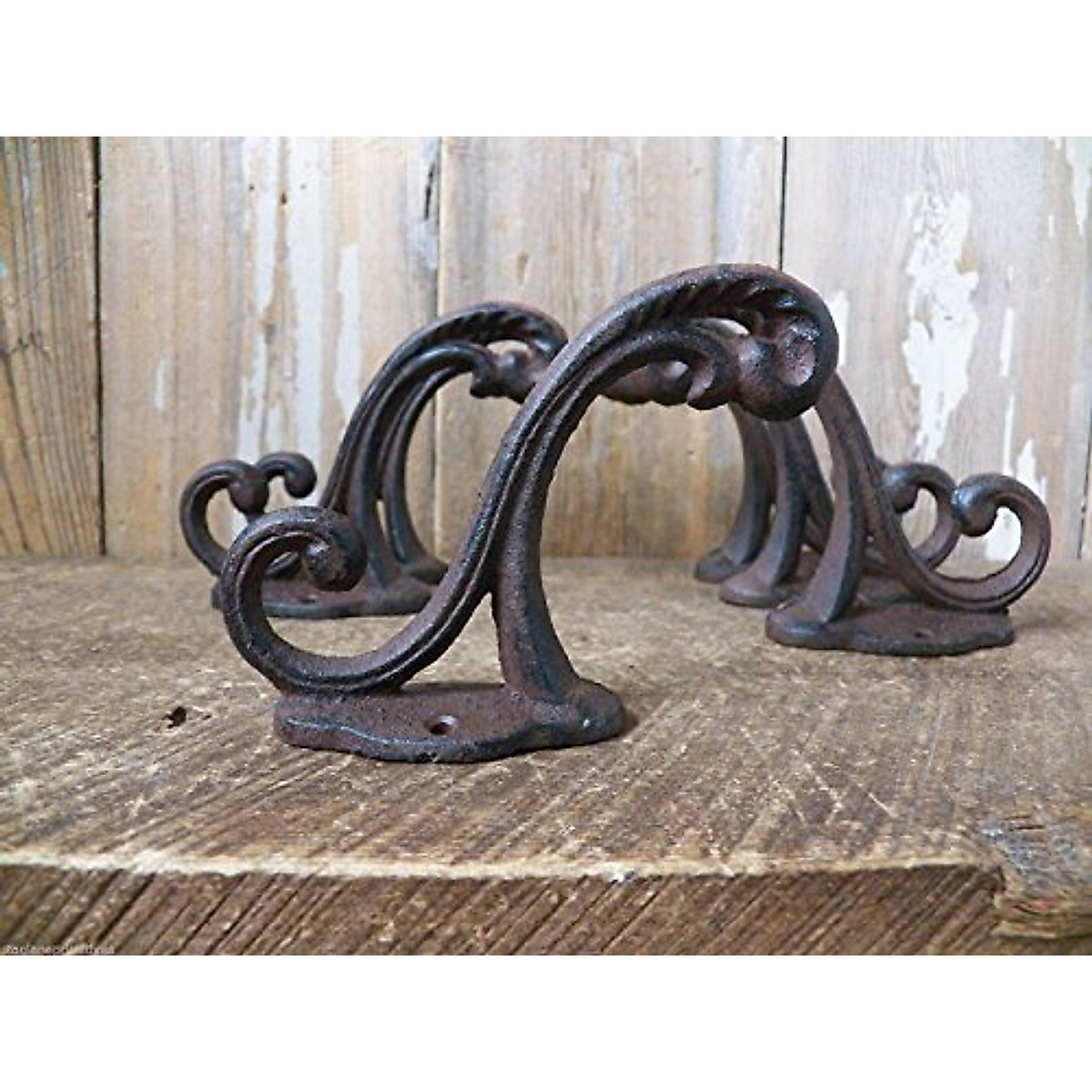 Coat Hat Hooks Cast Iron Lot Set of 6 Double Hook 3.5 Inch Antique Vintage Style