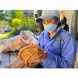 HomeyHandcraft Rattan Towel Ring, Modern Hand Towel Holder for Bathroom and Kitchen Wall, Bathroom Hand Towel Ring, Rattan Towel Hanger Decor