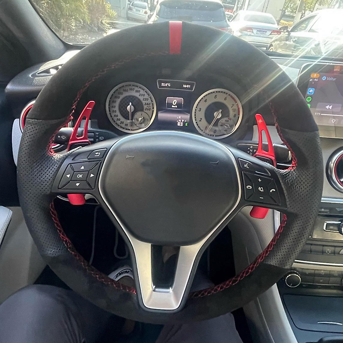 MaJher Car Hand Sewing Braid Steering Wheel Cover,for Mercedes-Benz A-Class 2013-2015 B-Class E-Class 2011-2014 CLA-Class