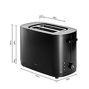 ZWILLING Enfinigy Cool Touch Toaster 2 Slice with Extra Wide 1.5" Slots for Bagels, 7 Toast Settings, Even Toasting, Reheat, Cancel, Defrost, Black