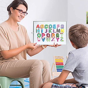 Dry Erase White Board,16”X12” Large Magnetic Calendar Whiteboard with Stand, 9 Markers, 4 Magnets,1 Eraser, Double-Sided Portable Whiteboard Easel for Office, Students Memo to Do List