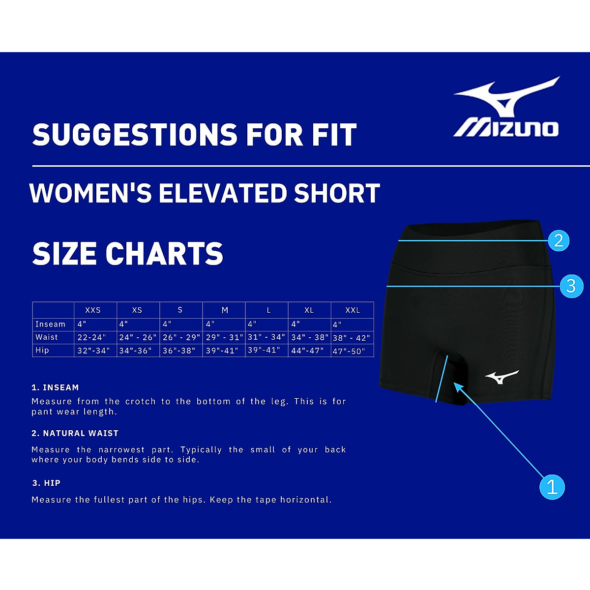 Mizuno Women's Elevated 4" Inseam Volleyball Short, Black, Medium