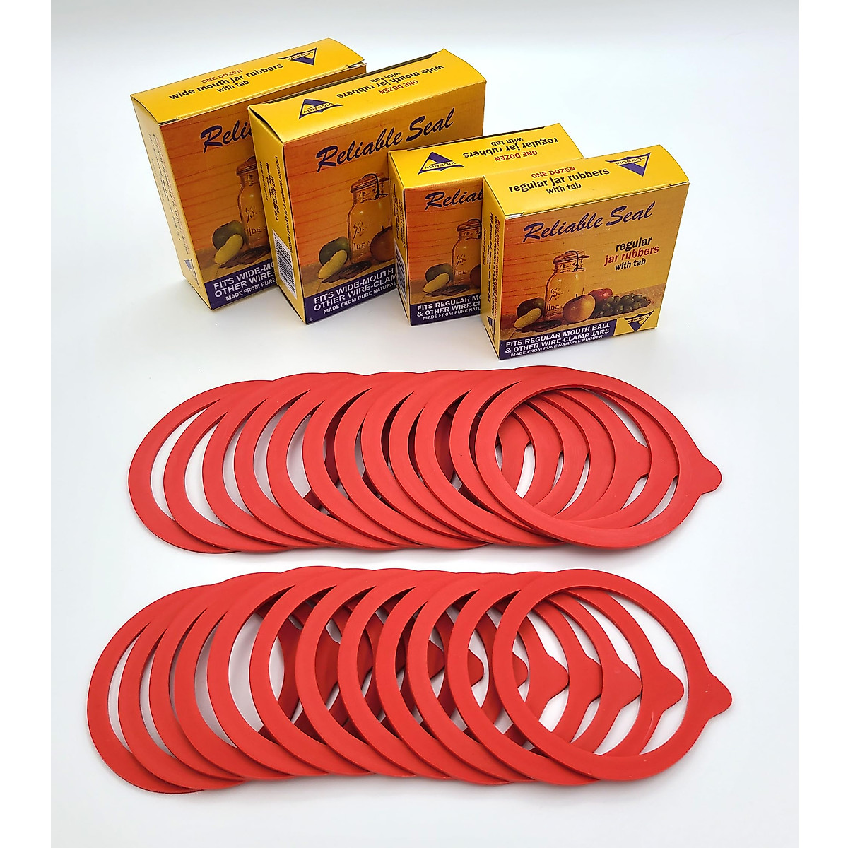Canning Jar Seal Bundle Includes 24 Regular and 24 Wide Mouth Viceroy Jar Rubbers With Tab and 48 Dissolvable Sunivale Jar Labels Replacement Jar Seals for Old Style Canning Jars Natural Rubber Rings