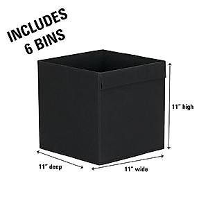 Household Essentials 86-1 Foldable Fabric Storage Bins | Set of 6 Cubby Cubes with Flap Handle, Black