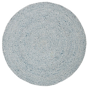 SAFAVIEH Braided Collection 5' Round Turquoise BRD901K Handmade Country Cottage Reversible Wool Entryway Foyer Living Room Bedroom Kitchen Area Rug