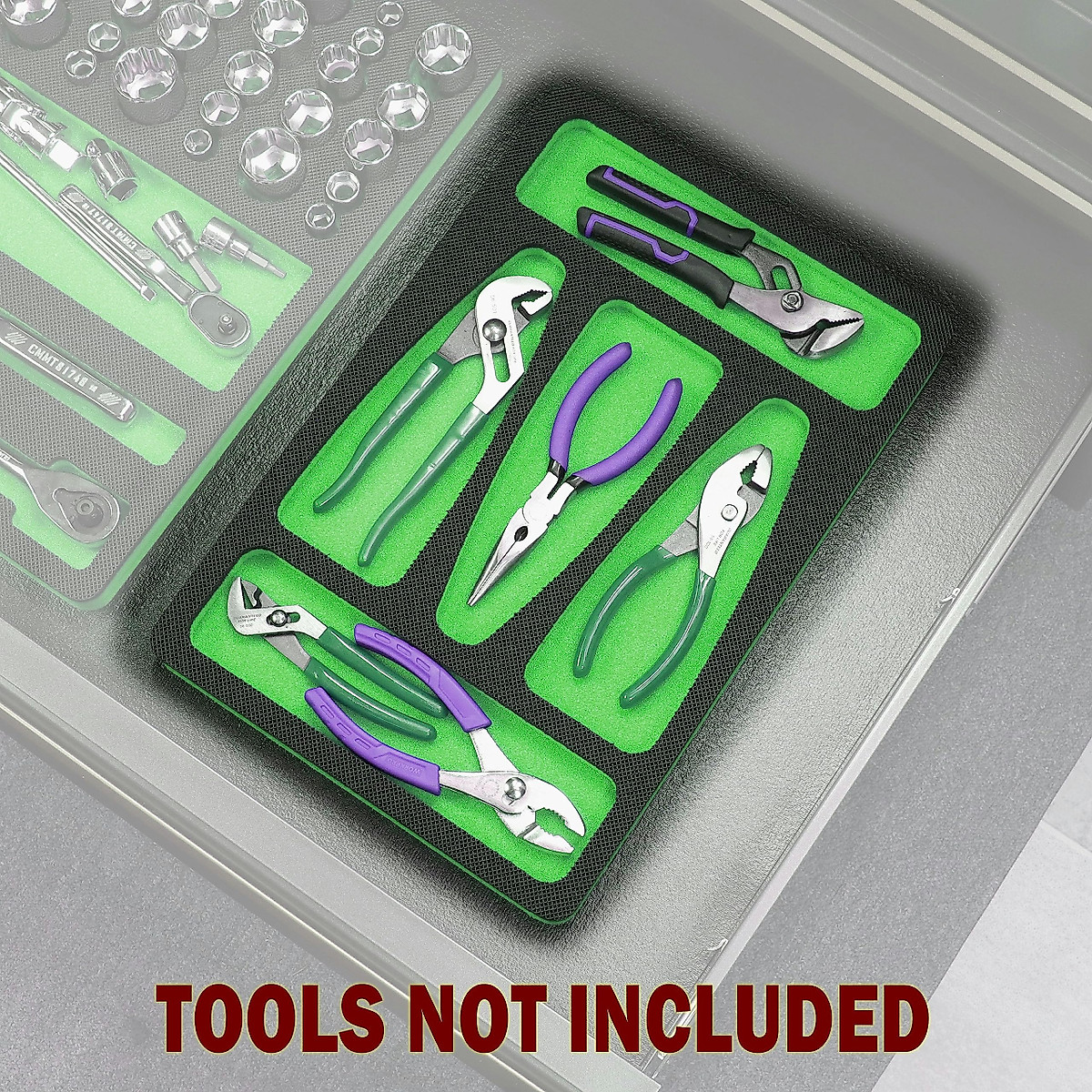 Polar Whale Tool Drawer Organizer Small Pliers Holder Insert Blue Black Durable Foam Tray 15 x 10 Inches 5 Pockets Holds 3 Small Pliers Up to 8 Inch Long Fits Craftsman Kobalt Milwaukee and More