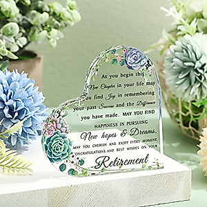 Acrylic Retirement Gifts for Women Retirement Plaque Inspirational Gifts for Retired Table Decoration for Coworker Teachers Nurses Graduation Paperweight (3.94 x 3.94 x 0.39 Inch, Classic Style)