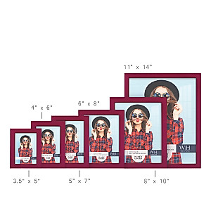 Renditions Gallery 11x14 inch Picture Frame Cherry Red Wood Grain Frame, High-end Modern Style, Made of Solid Wood and High Definition Glass for Wall and Tabletop Photo Display