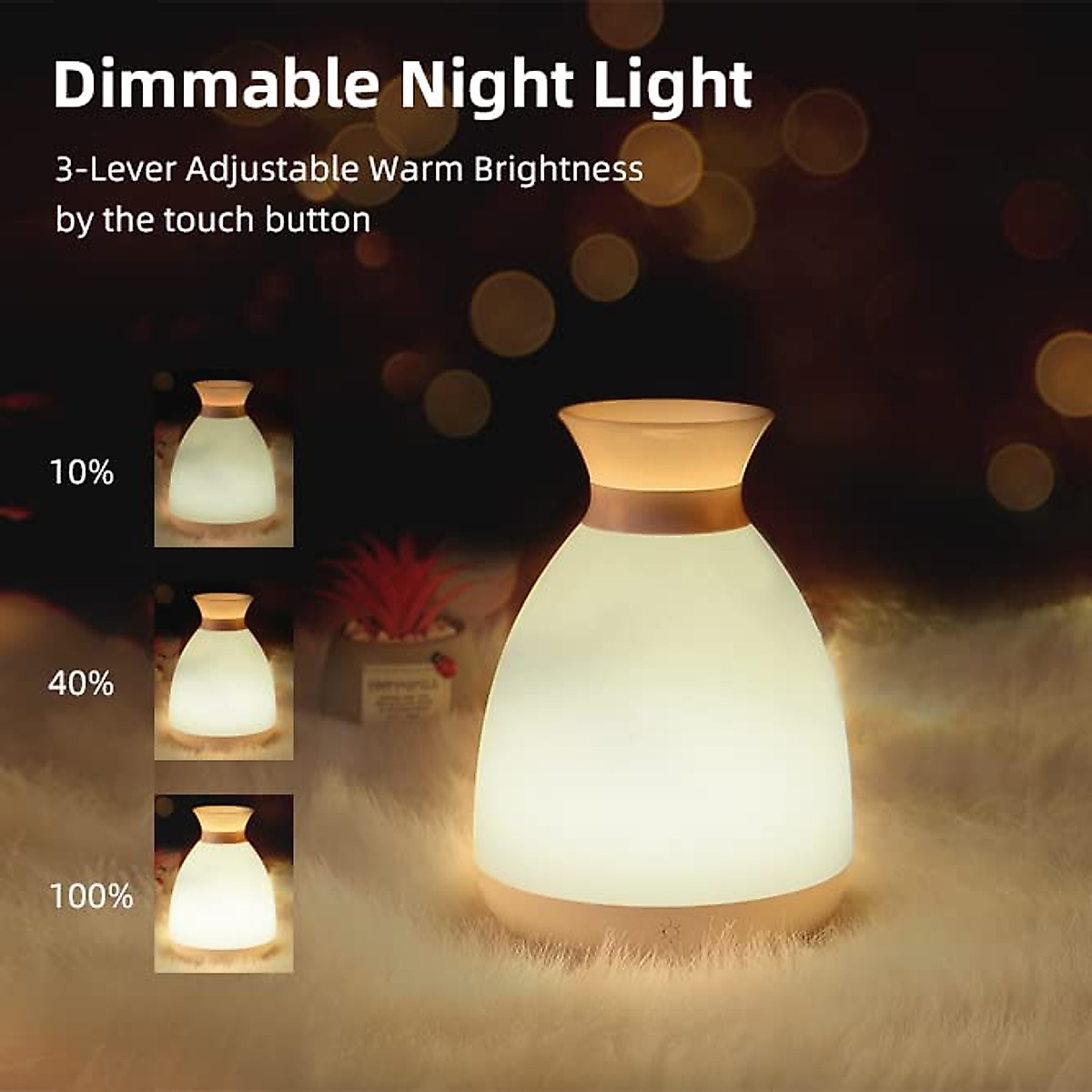 Flymuda Baby Night Light, Flower Vase Style Kids Night Light, Dimmable White & RGB Changing Colors Night Light Lamp for Kids, Bedroom, Kitchen, Living Room, Office, Restaurant, Ideal Christmas Gift