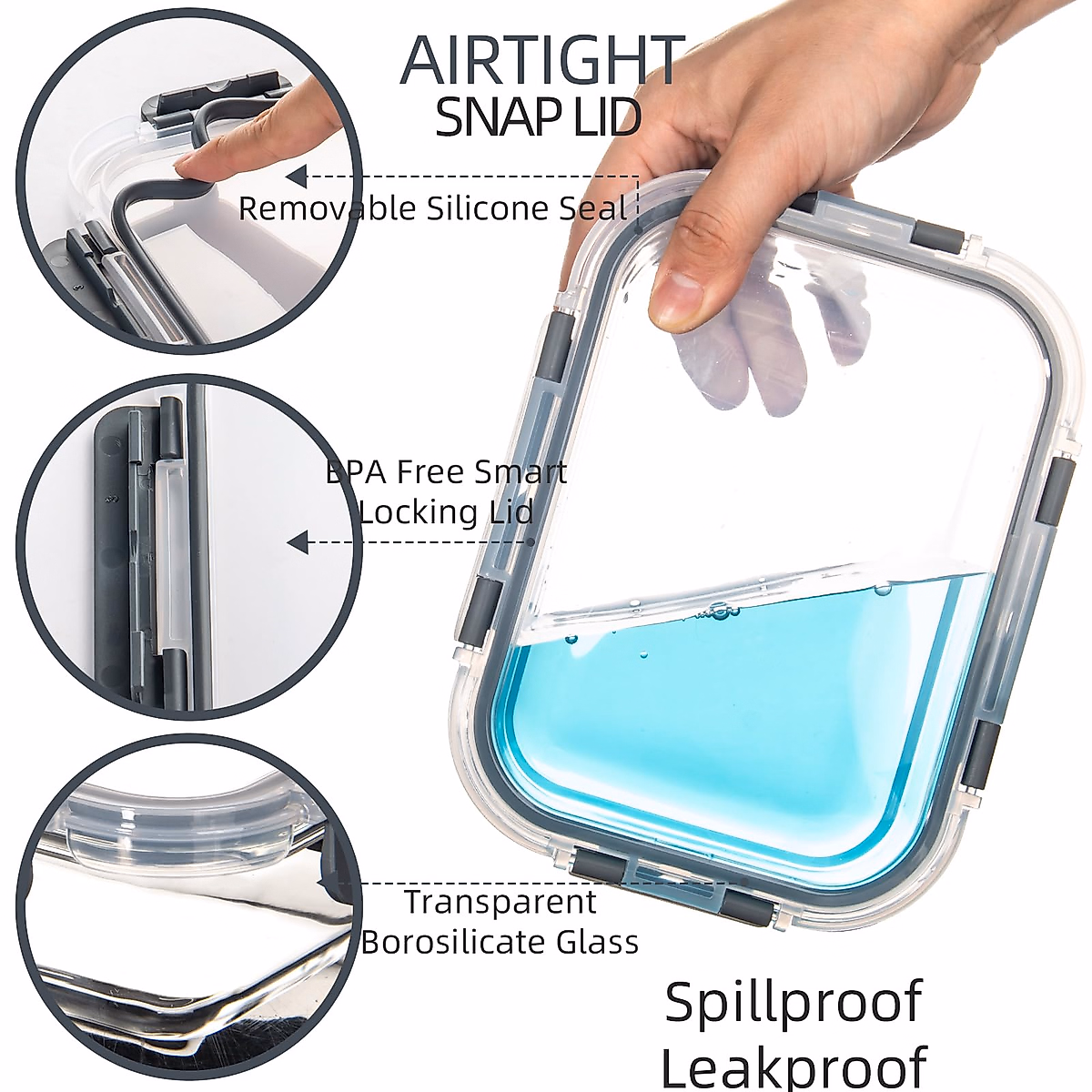 UMEIED Glass Meal Prep Containers - 10 Pack Glass Food Storage Containers with Lids for Lunch, On-the-Go, Leftovers, Pantry Organization - Microwave, Oven, Freezer, and Dishwasher Safe