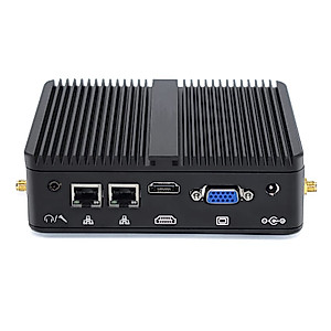 Fanless Mini PC Windows 11 pro, Celeron J4125, 4GB DDR4 RAM 256GB SSD, HD-MI, VGA, 4K Output, 2 RJ45 LAN, USB3.0, 2xRS232 COM, Dual Band WiFi AC, BT, Small Form Factor Computer, Auto Power On