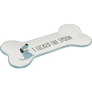 Pavilion - I Licked The Spoon - 8.5" Housewarming Decorative Bone Shaped Spoon Rest Holder Pet K-9 Puppy Dog Rescue Adoption Animal Pet Parents Mom Dad Present