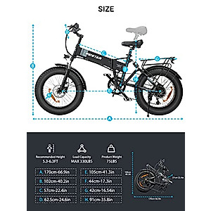 Folding Ebikes for Adults Full Suspension 1000W Motor 48V 14AH Removable Battery 20" x 4.0 Fat Tire E-Bikes Shimano 7-Speed 28MPH 50 Miles Folding Electric Bike bicicleta electrica para adultos