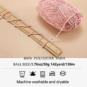 2PCS Soft Chenille Yarn Blanket Yarn,Velvet Yarn for Knitting,Fancy Yarn for Crochet,Crochet Yarn for Sweater/Hat/Blankets/DIY Craft(Orange)