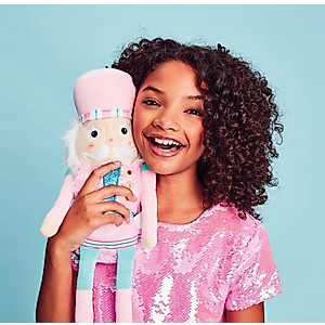 iscream Soft Plush 18.5" Nutcracker Embroidered Accent Holiday Pillow - Pink