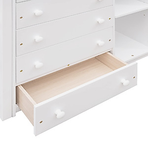 Harper & Bright Designs Twin Over Full Bunk Beds with Six Drawers and Flexible Shelves,Wooden Bunk Beds with Storage and Removable Bottom Bed for Kids Girls Boys,No Box Spring Needed (White)