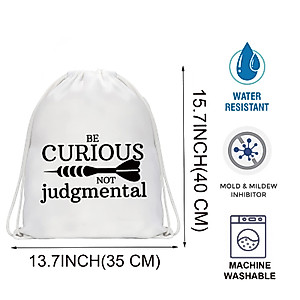 TOBGBE Ted TV Show Drawstring Backpack Be Curious Not Judgmental Bag Sport Gym Sackpack Water Resistant String Bag Soccer Lover Gift (Not Judgmental DB)