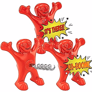 Happy Man Bottle Stopper, Corkscrew and Bottle Opener Set of 3