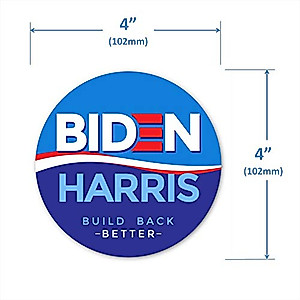 Biden Harris 2024 Sticker | Support President Joe and VP Kamala in 2024 to Build Back Better with This Vinyl Decal for Your Laptop, Car Bumper, or Hydro-Flask (4 X 4 Inch)