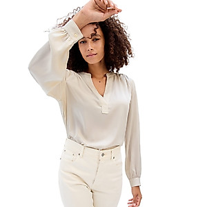 GAP Womens Long Sleeve Vneck Top Birch L