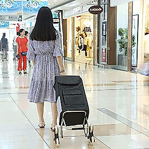 Shopping Trolley on Wheels Multi Function Shopping Cart Fashion Folding Portable Luggage Small Trailer Labor-Saving Large Capacity Stainless Steel Rod Storage Hand Trucks,B ,
