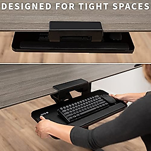 VIVO Extra Large Adjustable Computer Keyboard Tray with Slide-Out Mouse Platform, Ergonomic Under Table Tilting Desk Mount Shelf with Padding, Black, MOUNT-KB07B