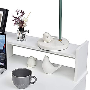 ROCKPOINT Axess White Computer Keyboard Tray and Drawer Small Home Office Bedroom, Homework and School Studying Writing Desk for Student with Storage