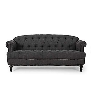 Christopher Knight Home Tracy Contemporary Deep Tufted Sofa with Nailhead Trim, Charcoal