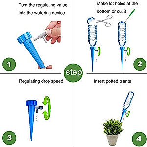 ARTEM Plant Waterer Self Watering Spikes System Automatic Vacation Drip Irrigation Watering Devices with Slow Release Control Valve Switch for Garden Plants Indoor & Outdoor (12 Packs)