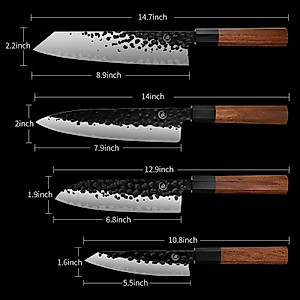 LIFVCNT Santoku Japanese Chef Knife Set, Hand Forged Kitchen Knife, 5 Layers 9CR18MOV High Carbon Chefs Knife Meat Sushi Knife, Japanese Knife with Rosewood Handle and Gift Box