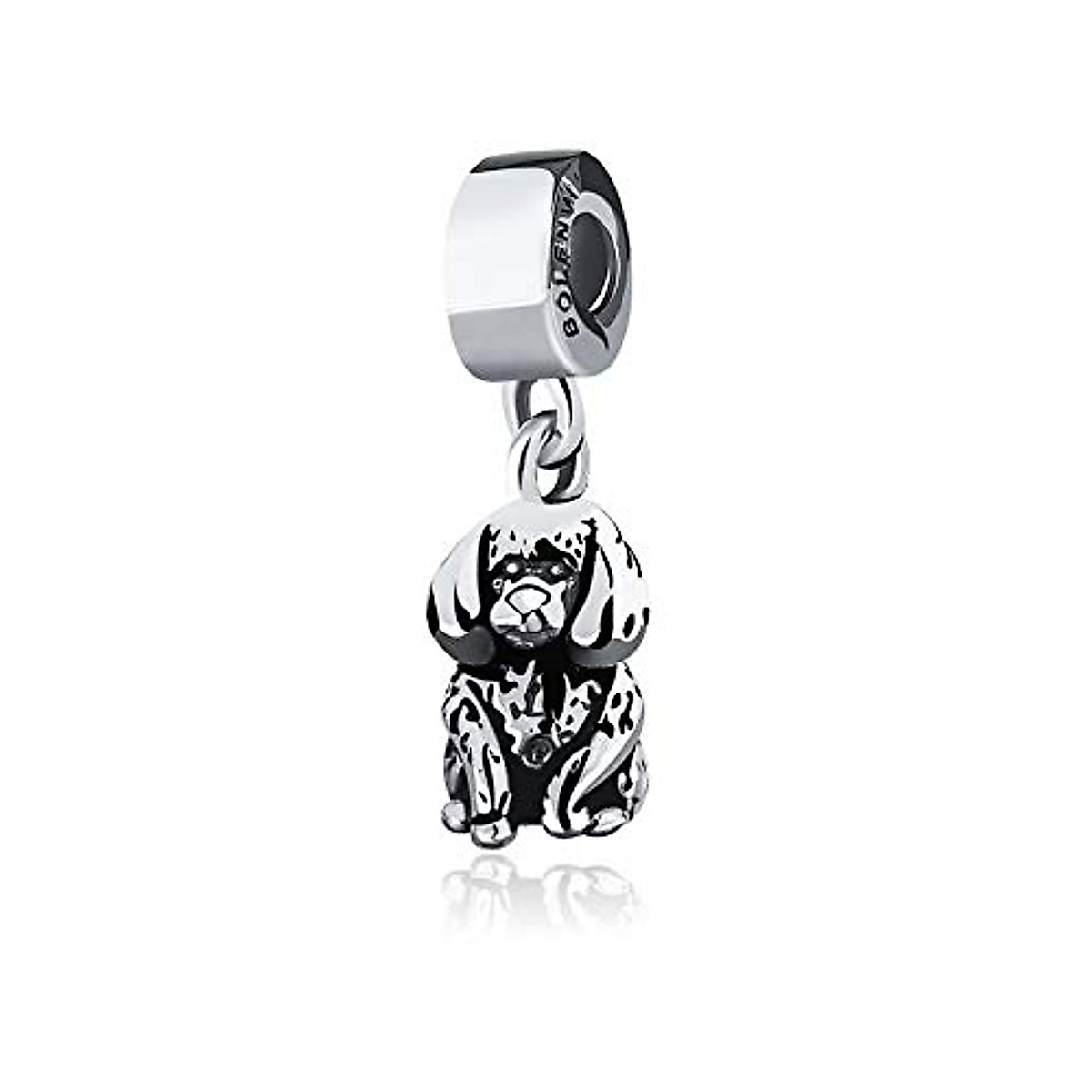 BOLENVI Poodle Miniature Toy Dog 925 Sterling Silver Dangle Pendant X Charm Bead For Pandora & Similar Charm Bracelets or Necklaces