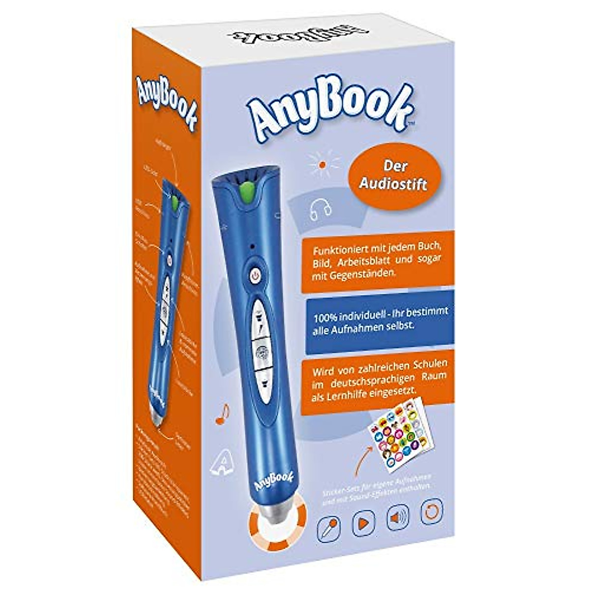 AnyBook Reader Audio Pen: Perfect Learning Aid for Elementary Schools - Record, Playback, and Personalize Books, Worksheets, and Education Materials with Digital Reader Stickers