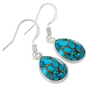 9.50Cts Blue Copper Turquoise Earrings For Women Blue Stone December Birthstone Jewelry Women's Day Gifts For Mom Wife Sister