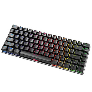 FIRSTBLOOD ONLY GAME. AK33 Geek RGB Mechanical Keyboard, 82 Keys Layout, Black Switches, LED Backlit, Aluminum Portable Wired Gaming Keyboard, Pluggable Cable, for Games Work and Daily Use, Black