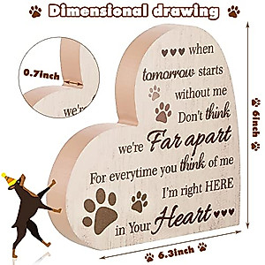 Maitys Pet Memorial Gifts Bereavement Remembrance Gifts for Loss of Dog Cat Sympathy Condolence Gifts Heart Shaped Wood Sign When Tomorrow Starts Without Me Wooden Plague for Table Desk Decor