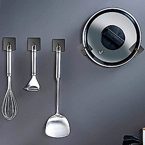 Adhesive Hooks - 5 Pack Heavy Duty Wall Hooks Waterproof Stainless Steel Hooks for Hat Towel Robe Hooks Rack Wall Mount - Bathroom Kitchen Home Hotel Office Cabinet and Bedroom Matte BLACK05