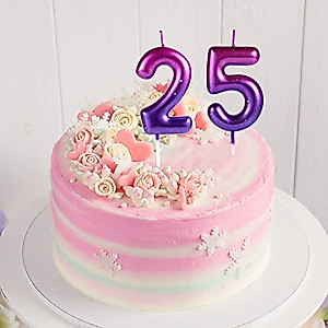 LUTER 2.36 Inches Purple and Blue Number Candle, Numeral Birthday Candles Galaxy Gradient Candles Wax Cake Toppers Decorations for Mermaid Themed Party Birthday Wedding Anniversary (5)