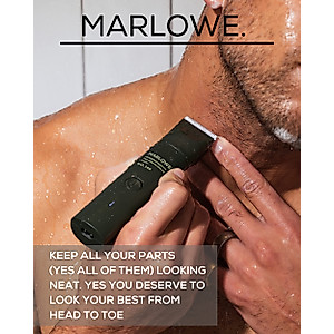 MARLOWE. No. 145 Body Hair Trimmer for Men, Forest Black, Lightweight Waterproof Personal Groomer, Ceramic Blades, Adjustable Comb Lengths & Rechargeable Battery for Head to Toe Male Grooming