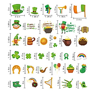 St.Patrick's Day Stickers Cute Shamrock Stickers Beer Party Decoration Sticker Irish Day Cake Baking Decoration Gold Coins Labels Stickers