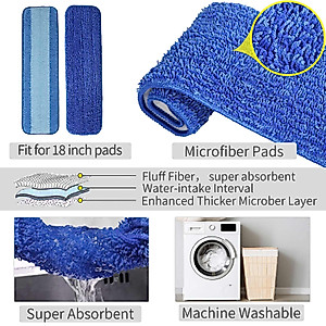 Mop for Multi-Purpose Floor Premium Spray Mop, 18 inch Professional Hardwood Wet and Dry Cleaning Mops with 3 Resuable Pads and Refilled Bottle, Blue