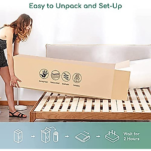 Airdown Queen Mattress, 10 inch Hybrid Spring Mattress in A Box Queen Size Infused Memory Foam and Pocket Spring Mattress for Pressure Relief, Medium Firm Feel