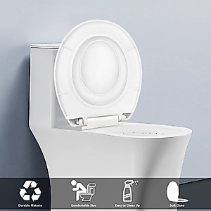 Toilet Seat with Built in Potty Training Seat/Toilet Seat with Cover,Durable Plastic,Replacement Toilet Seats - Short White