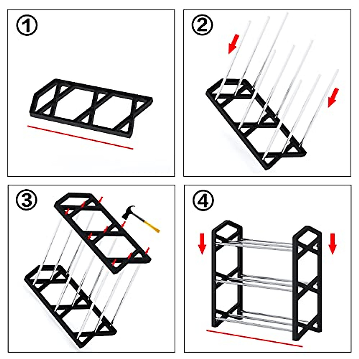 Hockmez 3-Tier Small Shoe Rack .Multifunctional Lightweight Kids Shoe Shelf Storage Organizer for Entryway Hallway Closet Bathroom Living Room (Pink)
