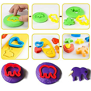 Oun Nana Playdough Tools 20 PCS Play Dough Tools Set for Kids, Various Shape Playdough Cutters & Rollers, Random Color