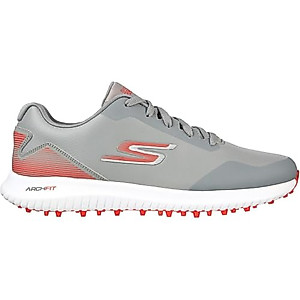 Skechers Men's Max 2 Arch Fit Waterproof Spikeless Golf Shoe Sneaker, Gray/Red, 9.5 Wide