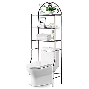 Over The Toilet Storage, LYNICESHOP 3 Tier Bathroom Over The Toilet Space Saver, Bathroom Storage Organizer Free Standing Toilet Shelf Rack, Heavy Duty Iron Bathroom Organizer Over The Toilet (Bronze)