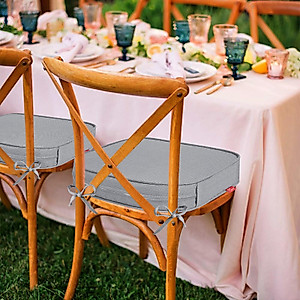 Pcinfuns Indoor/Outdoor Memory Foam Chair Cushions,Thick 17"x16"x3" Chair Cushion for Patio Furniture,Water-Resistant Durable Seat Pads with Ties,Light Grey,4 Pack